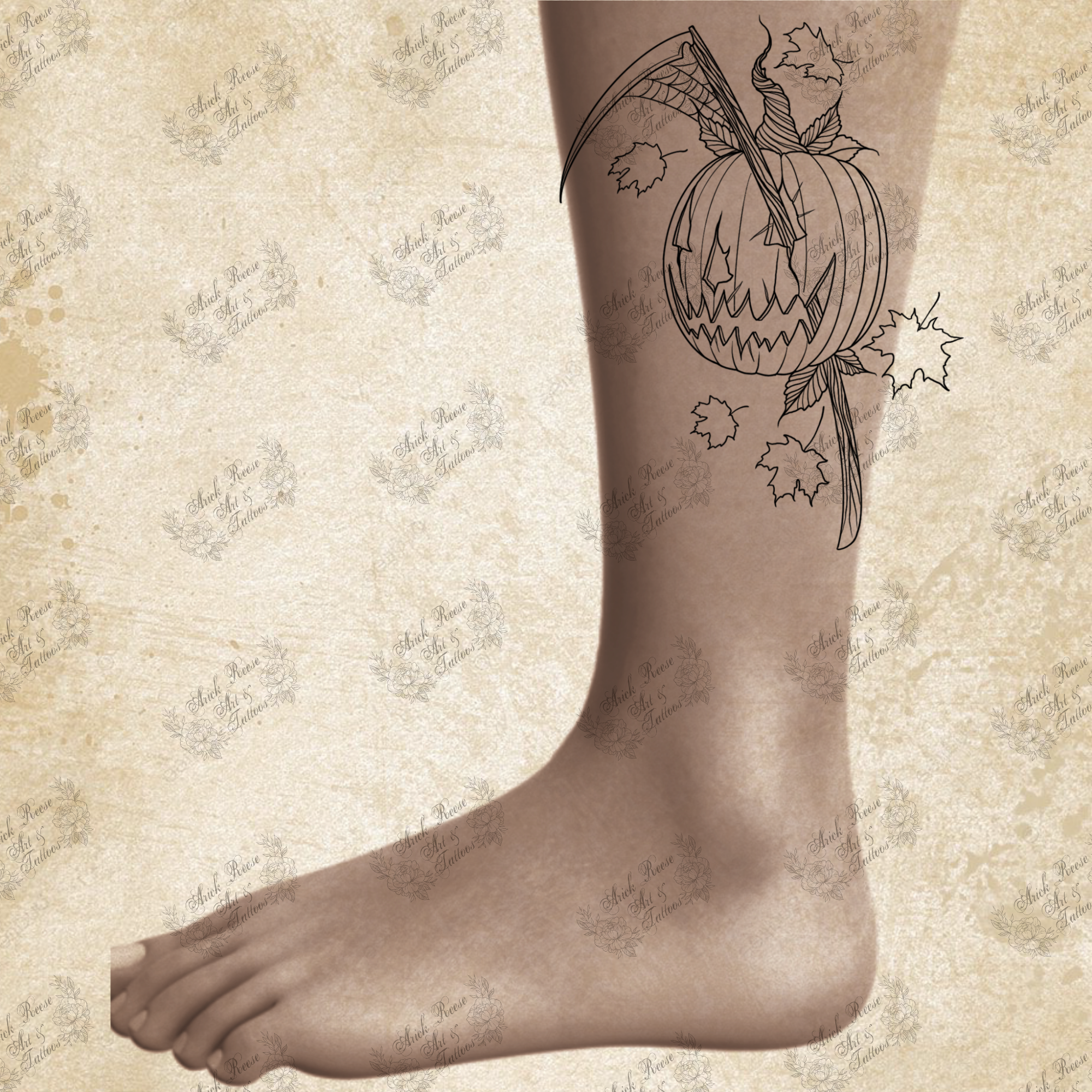pumpkin tattoo flash