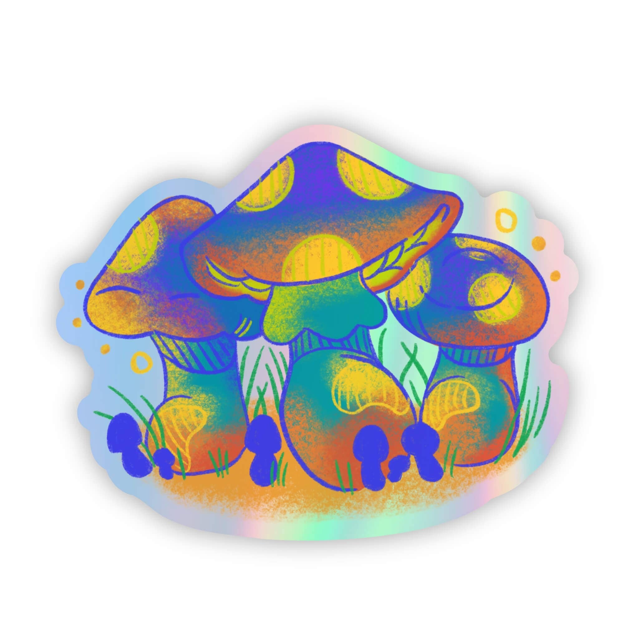 3 Trippy Mushrooms Holographic Sticker | Arick Reese Art & Tattoos