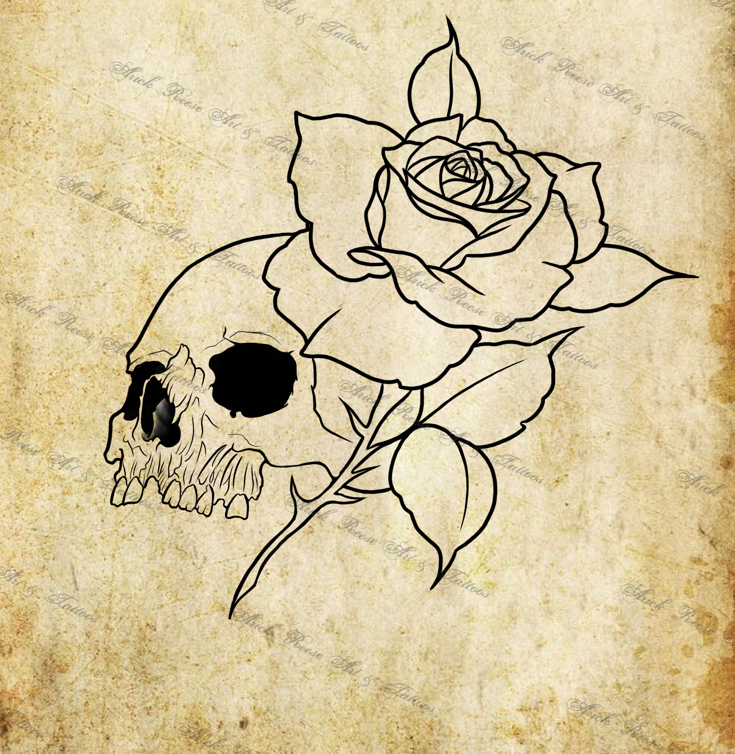 Skull Drawings With Flames And Roses